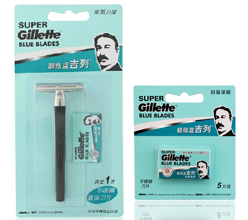 Gillette Razor Super Blue Straight Razor Men Razor Blades Stainless ...