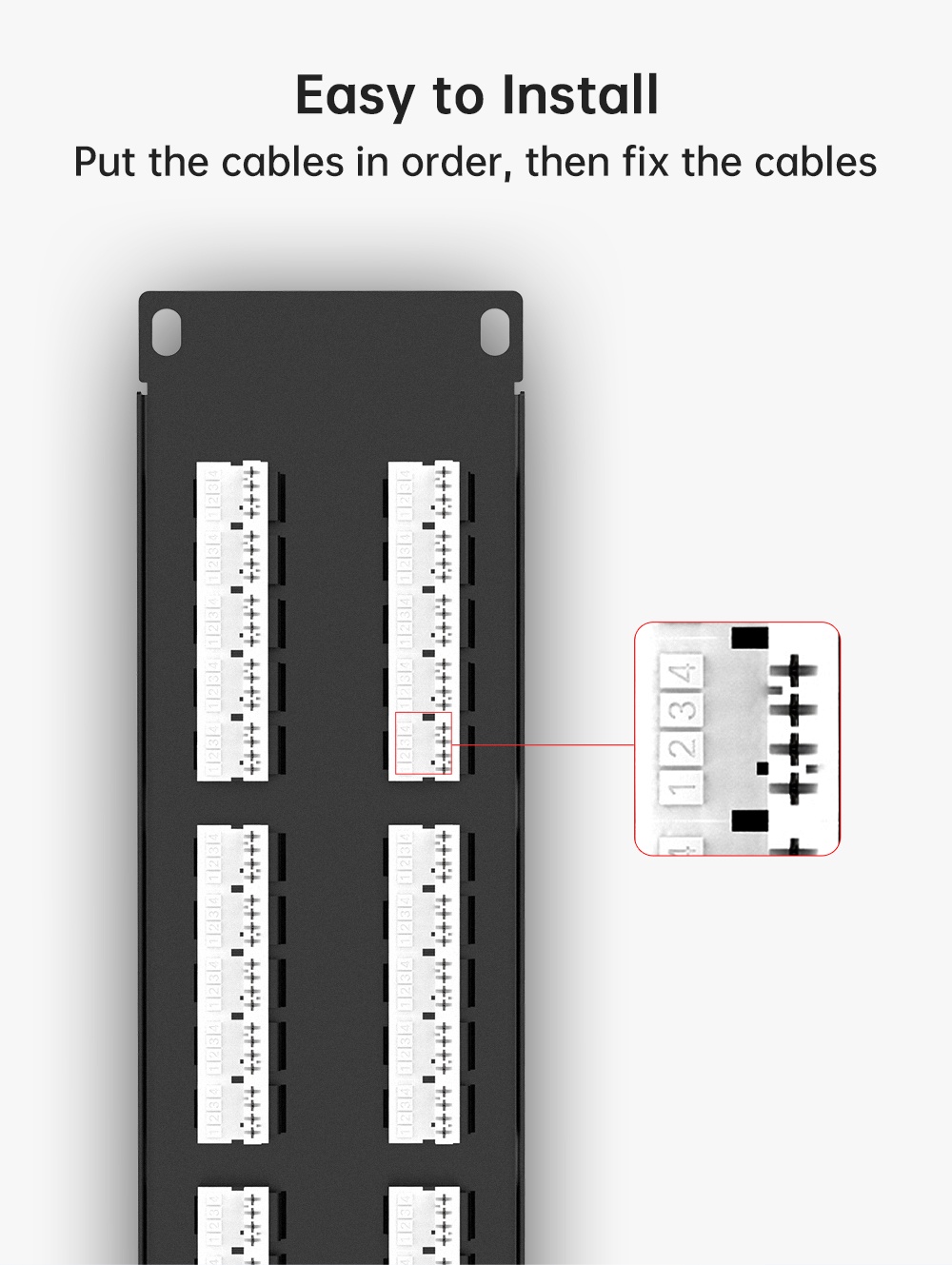 AMPCOM Telephone Voice 25/50 Ports Patch Panel, Cabinet Rack Mount - 1U ...