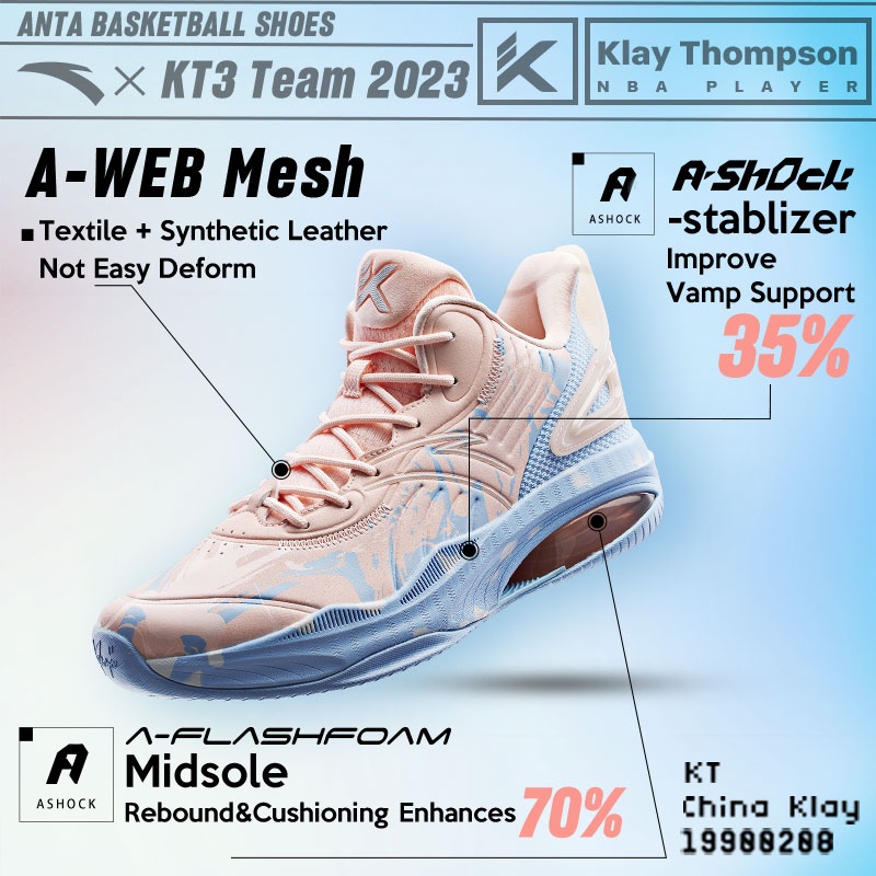 [Klay Thompson] ANTA Men KT3 TEAM Basketball Shoes Wear-Resisting Sport Kasut Sukan Lelaki ...