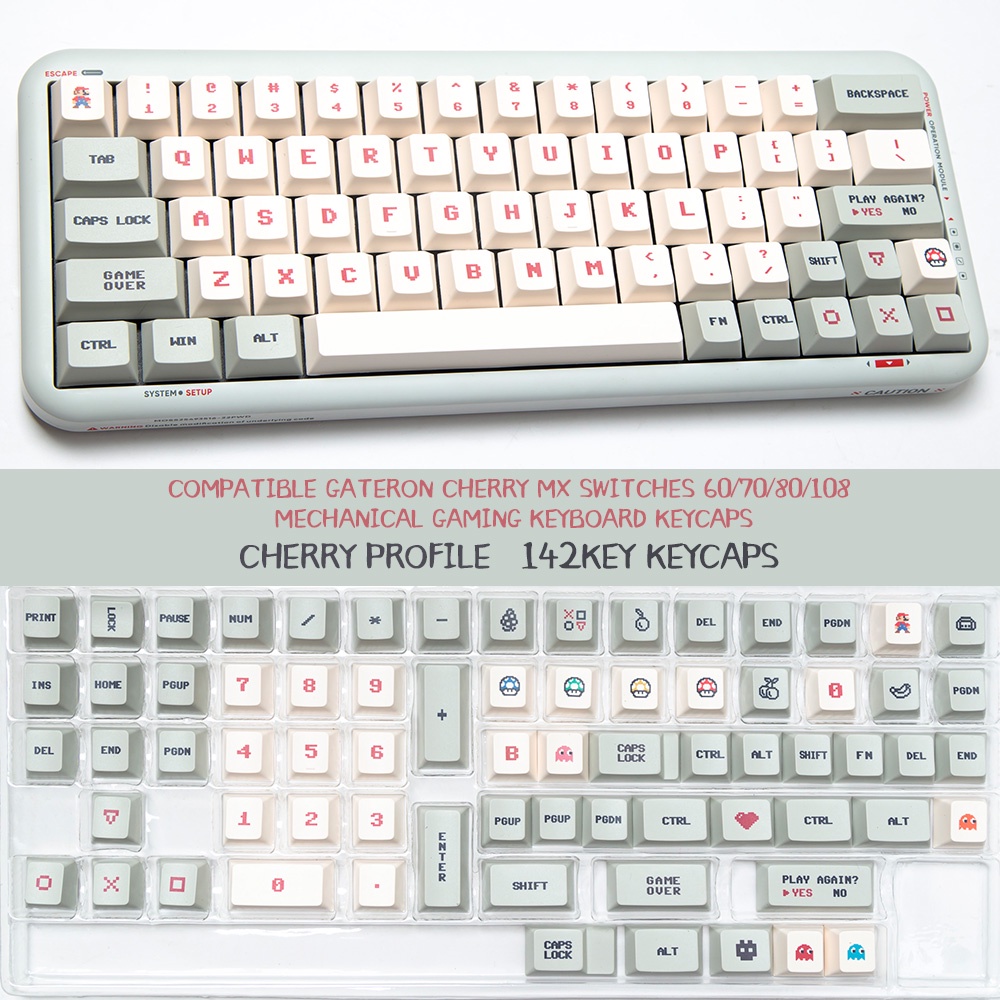 Retro Game Machines Keycap Set 142Keys Cherry Profile PBT Compatible ...