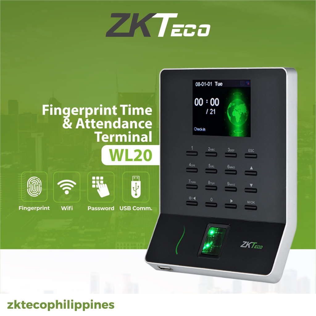 ZKTeco Wl20 Fingerprint Time And Attendance Terminal With Wi-Fi Module Clock Office with FREE ...