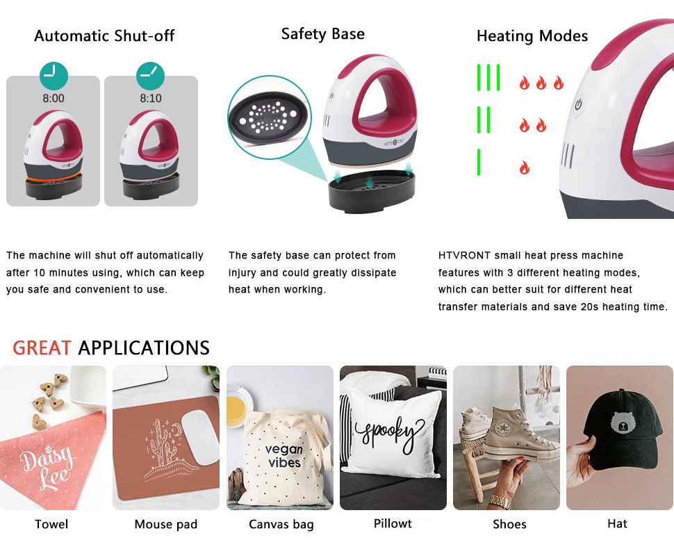 HTVRONT 220V Mini Heat Press Machine Small Heat Press Meter for T ...