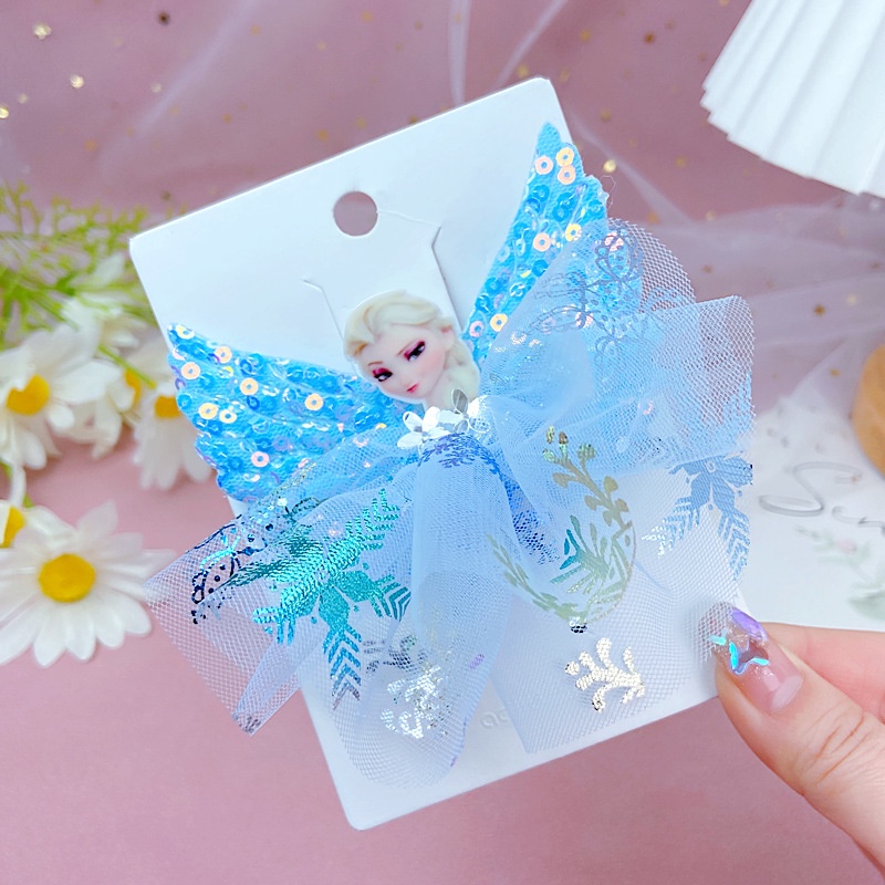 Elsa Princess Wings Yarn Dress Hairpin | Girls Frozen Cute Bow Clip ...