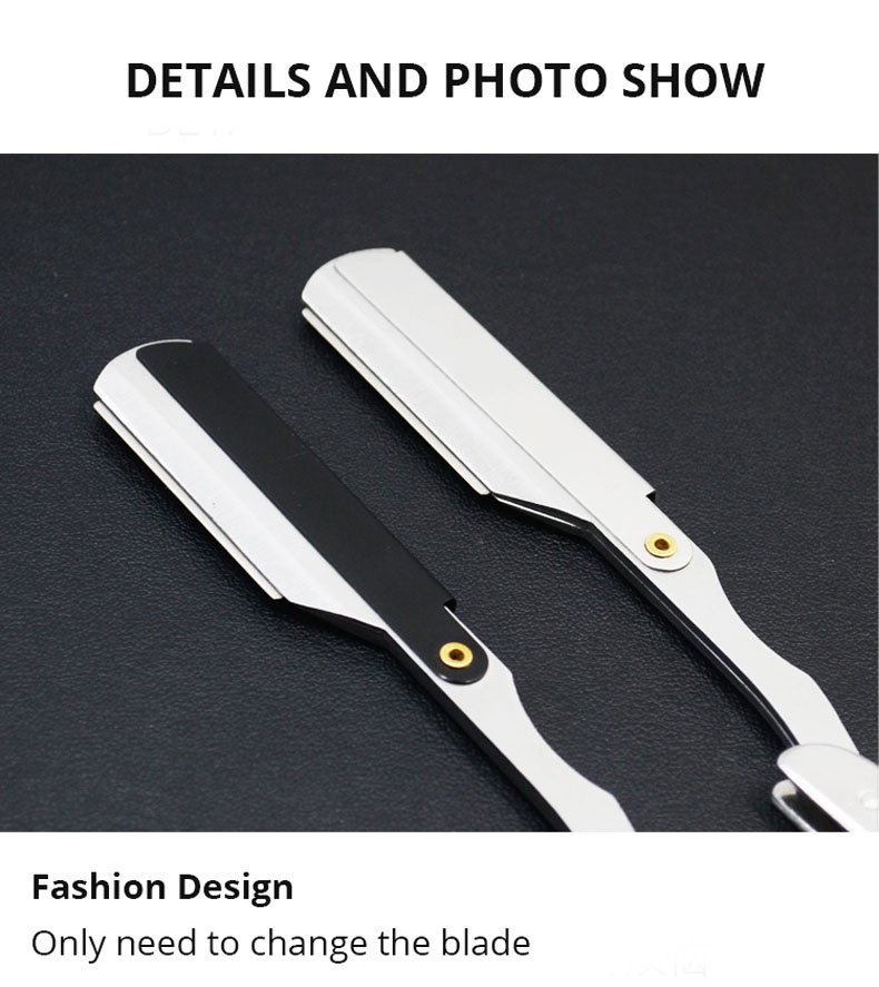 Vintage Straight Razor Folding Shaver for Men Foldable Handle Stainless ...