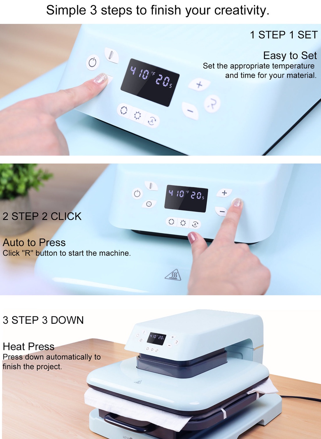 HTVRONT 220V Auto Heat Press Machine 15"x15"/38cm x 38cm Automatic Hot ...