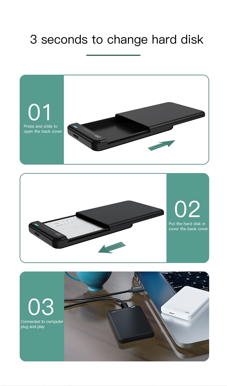 DM USB 3.0 HDD Hard Drive External Enclosure 2.5 inch SATA SSD Mobile ...