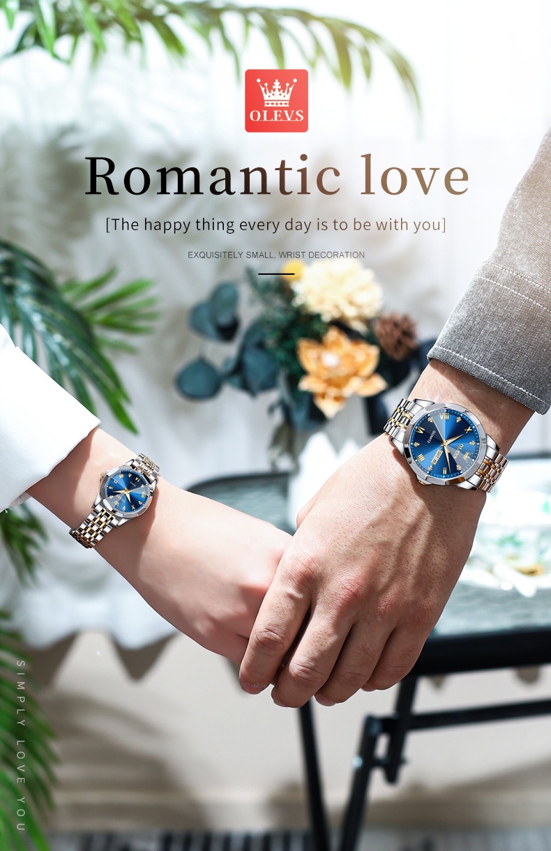 【Free Box】OLEVS Jam Tangan Sweet Couple Watch Set Original Besi ...