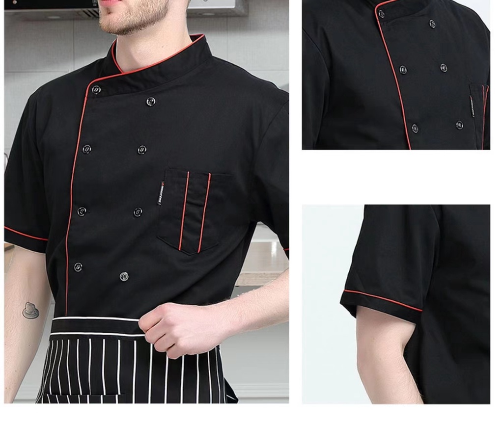 Ready Stock Chef clothing short-sleeved breathable kitchen cooking back ...