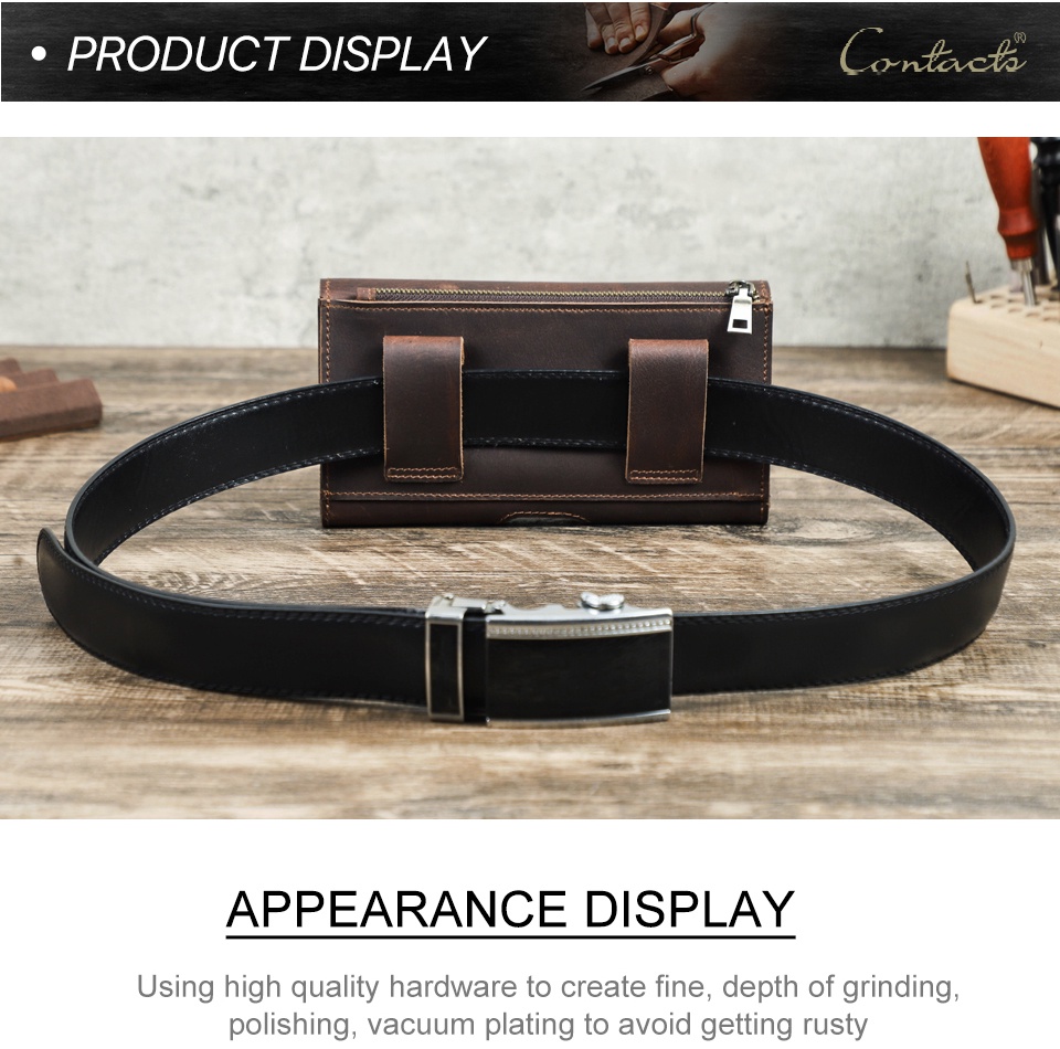 CONTACTS Genuine Leather Men Waist Bag Travel Small Waist Belt Pouch ...