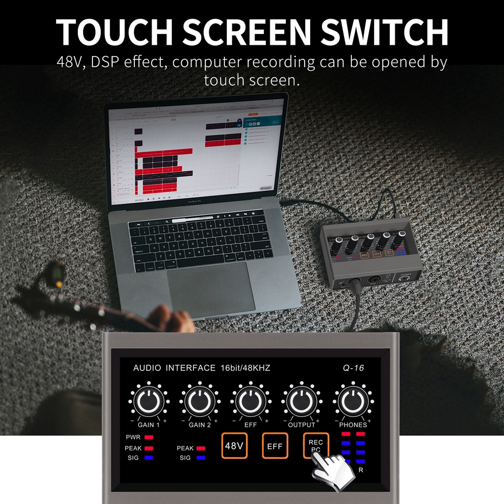 XTUGA Q-16 Professional Audio Interface USB Recording Sound Card with ...