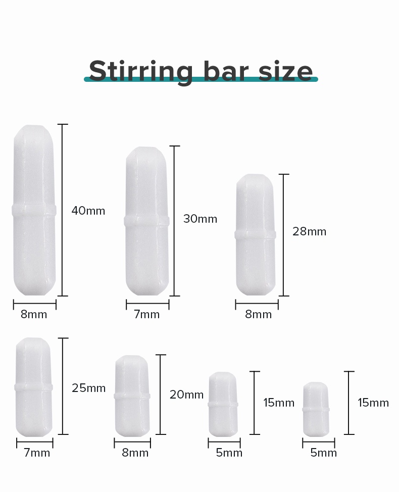 JOANLAB Stir Bar Mixed Size 10/15/20mm 25mm 28mm 30mm 35mm 40mm PTFE 8 ...