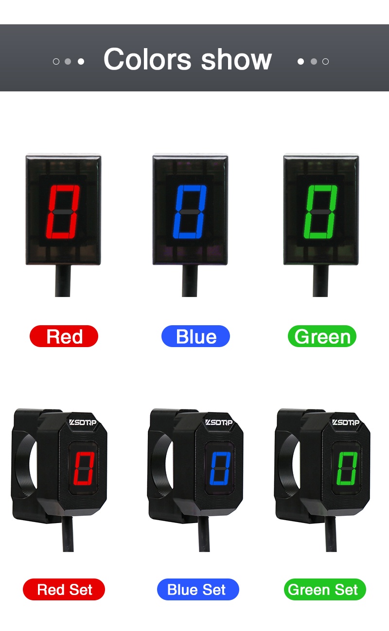 6 Speed Universal Motorcycle Motorbike Digital Gear Indicator LED ...