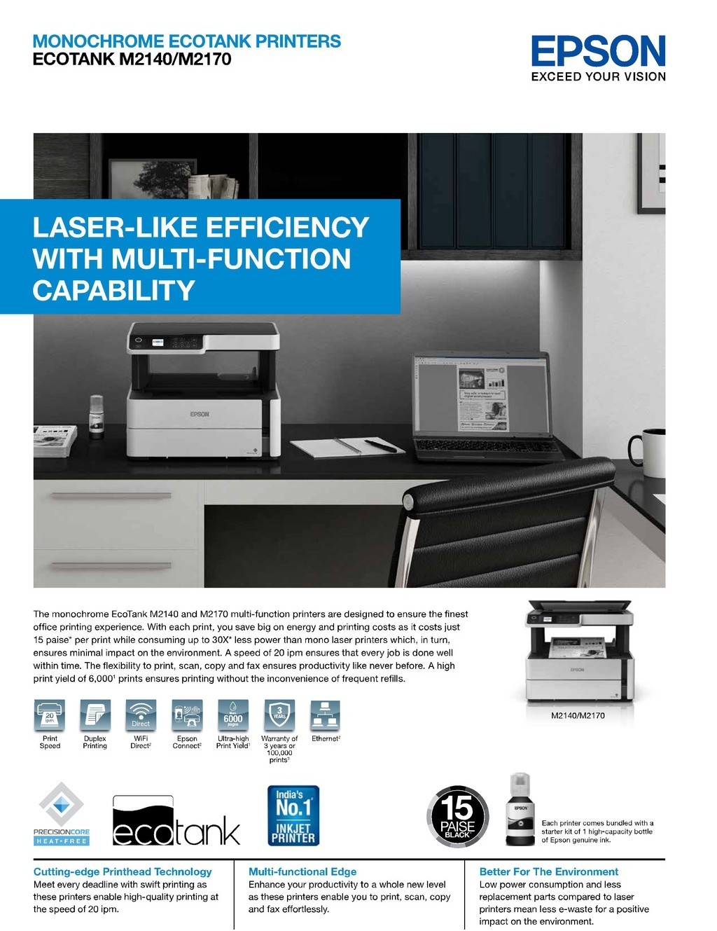 Epson M2170 EcoTank Monochrome All-in-One Wifi Duplex Ink Tank Printer ...