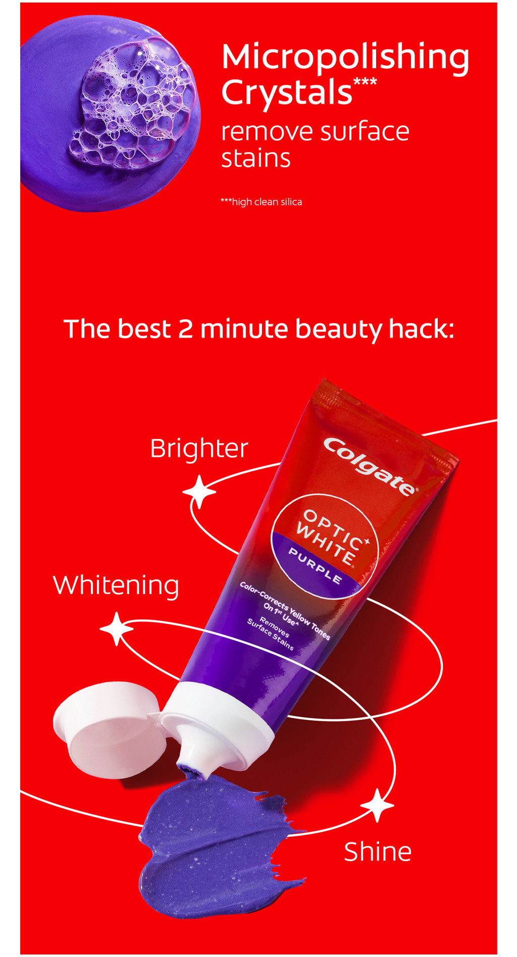 Colgate Optic White Whitening Toothpaste Purple, Color-Corrects Yellow ...