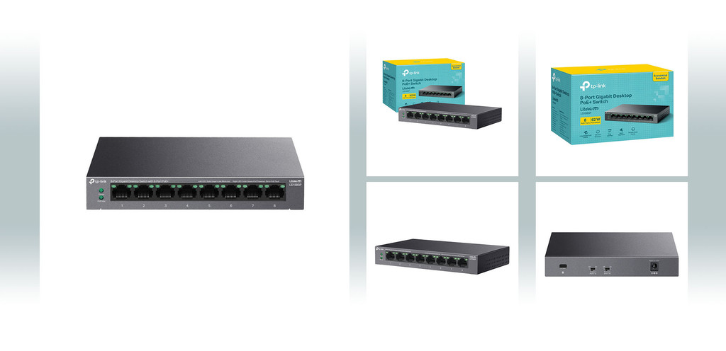 tp-link LS108GP 8-Port Gigabit Desktop Switch with 8-Port PoE+ ...