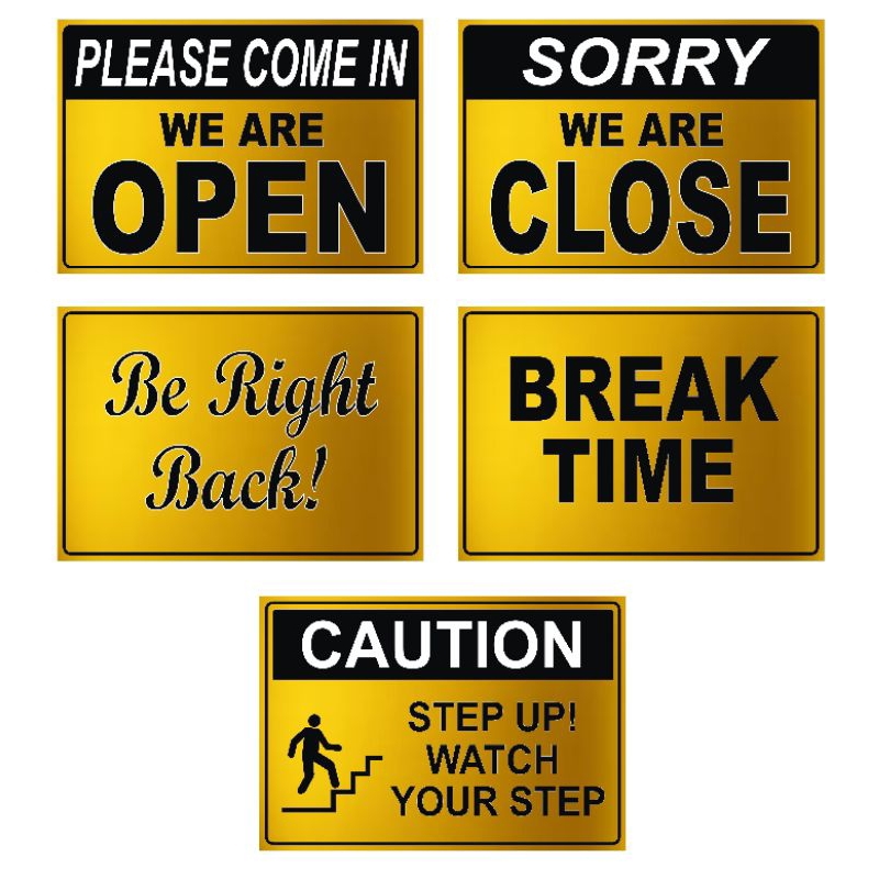 PVC Plastic Signage for establishments A4 size open closed be right ...