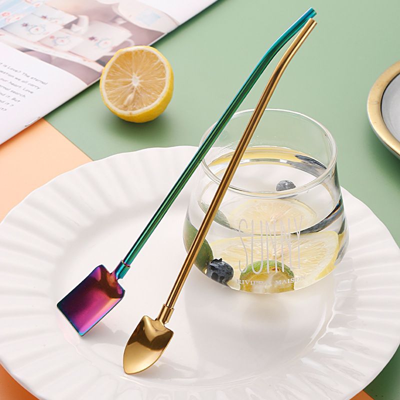 straw spoon two-in-one multi-shovel digging watermelon drinking ...