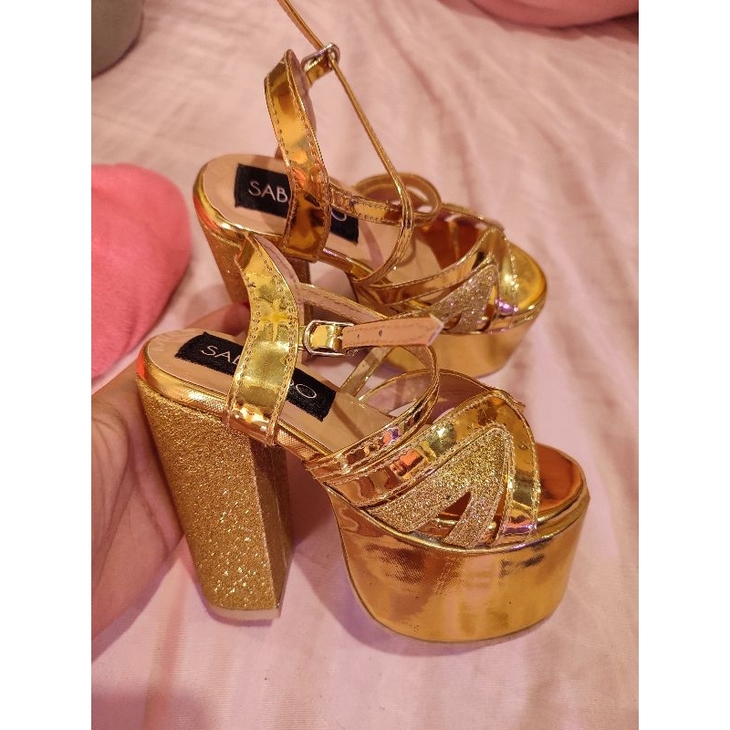 Jenny Glitter and Gold Pageant Heels for Kids and Adult | Shopee Malaysia