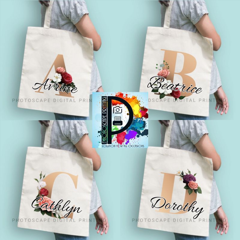 Korean Style A-Z WITH NAME Canvas Katsa Tote Bag - ZIPPER - HIGH ...