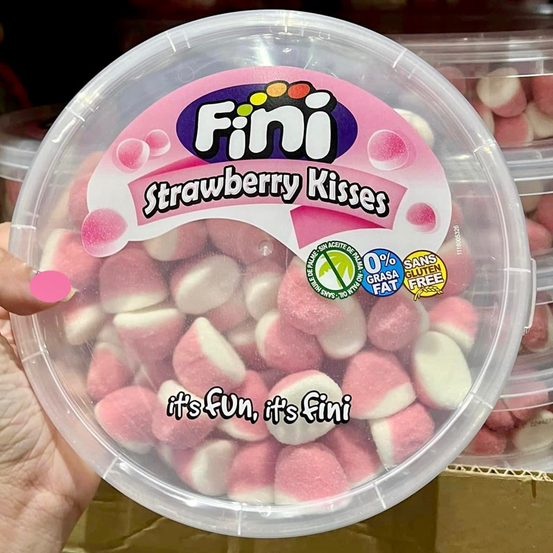 Fini Strawberry Kisses 500g Gummy Jellies Pink Strawberry Gummies Pudding Sugar Puffs