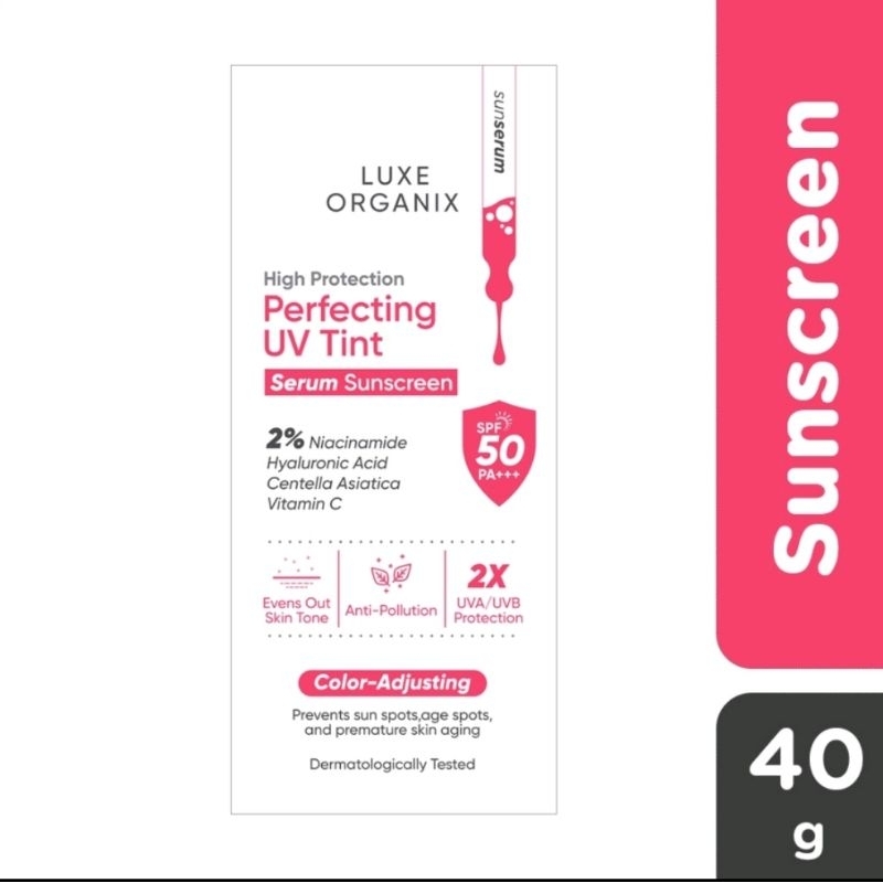 Luxe Organix High Protection Perfecting UV Tint Serum Sunscreen SPF 50 PA +++ 40g (color ...
