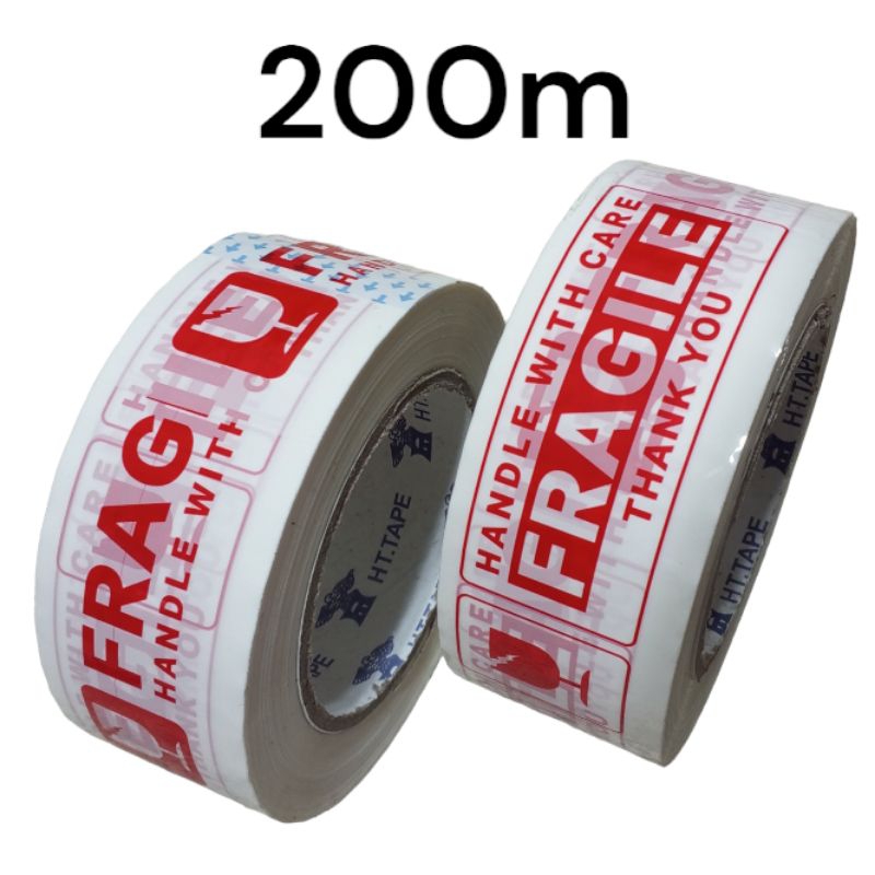 White Fragile Adhesive Tape 200 Meters Long Fragile Packing 200m ...