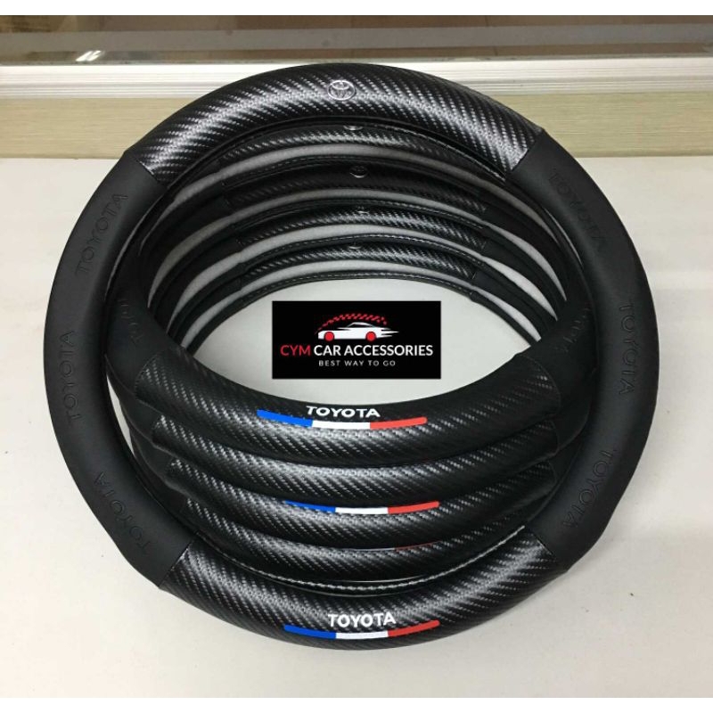 Toyota Leather Carbon Fiber Steering Wheel Cover Wigo, Vios, Altis ...
