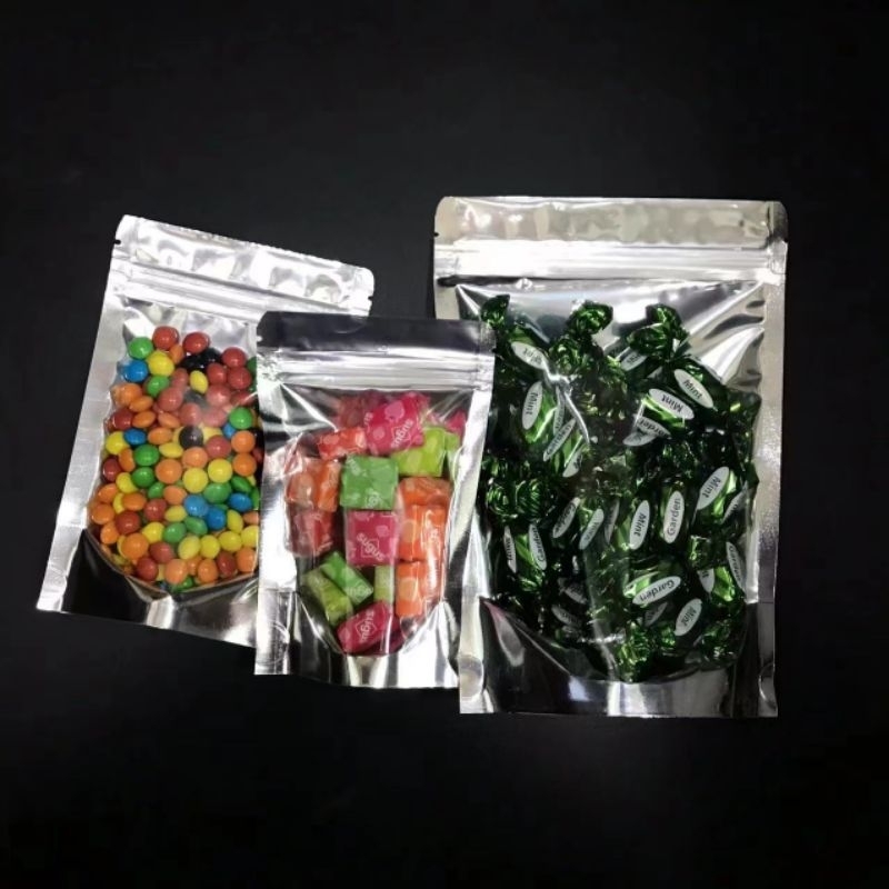 16x24cm 100pcs Half Silver Aluminum Half Clear Stand Up Pouch with Zip Lock | Shopee Malaysia