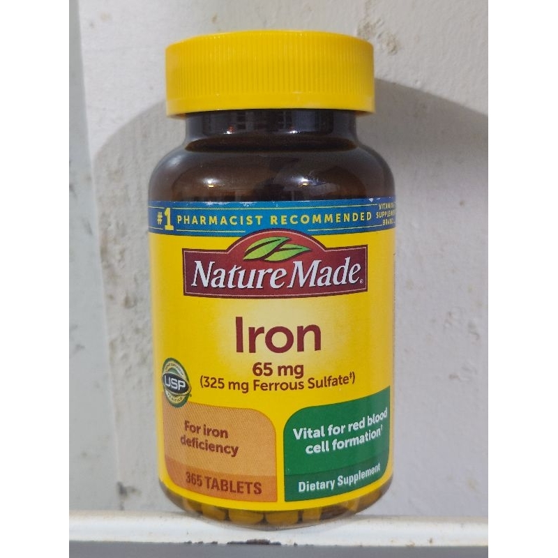 Nature Made iron ferrous sulfate 65mg 365 tablet iron deficiency ...