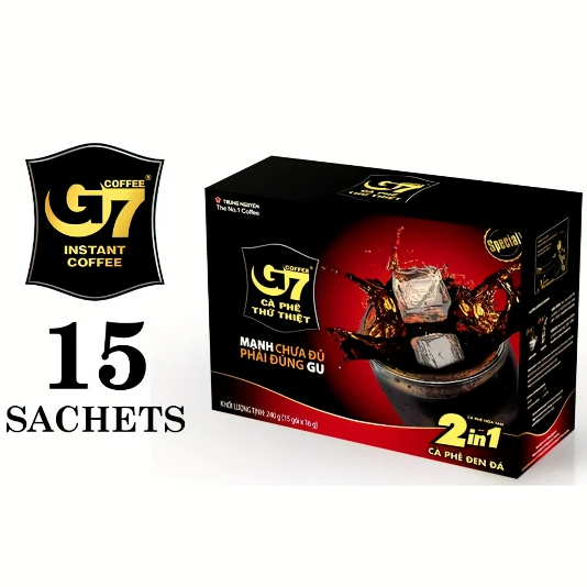 Trung Nguyen G7 black coffee 2 in 1 (15 x 16g each sachet) total 240g Ca phe den da | Shopee ...