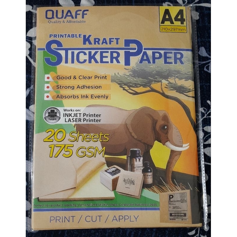 Quaff Kraft Printable Sticker Paper A4 5pcs. | Shopee Malaysia