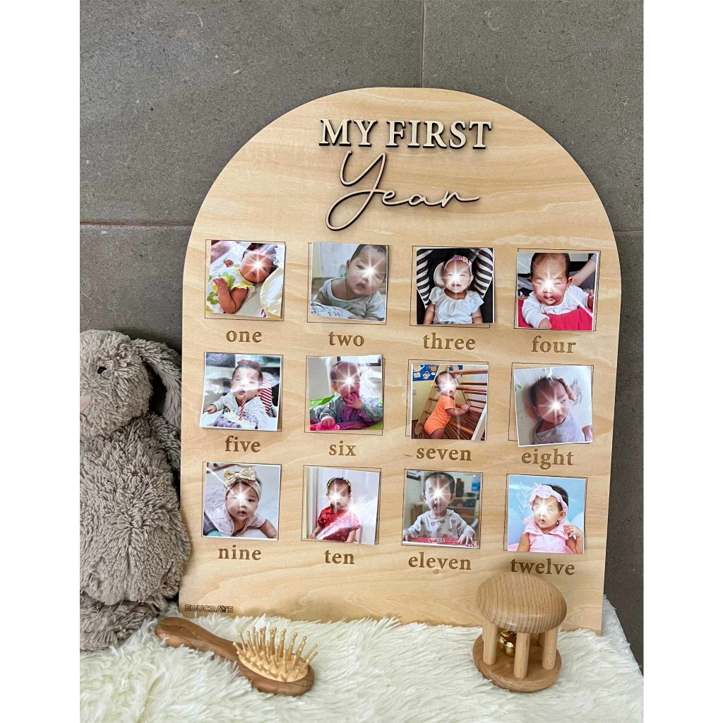 EducratePH My First Year - Wooden Photo Board - Milestone Board Arc ...