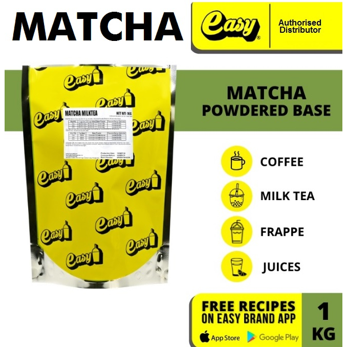 EASY BRAND Matcha (Improved) Milktea Base/Frappe powder 1kg | Shopee ...