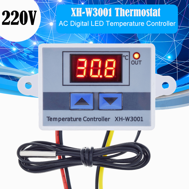 220V Digital Temperature Controller 1500W XH-W3001 Thermostat for ...