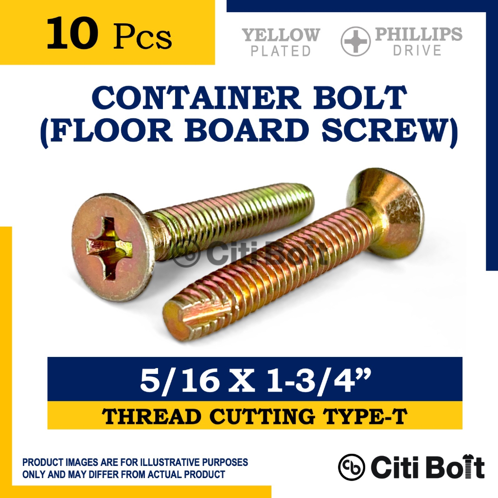 10pc Container Bolt / Shipping Container Floor Board Screw 5/16 X 1-3/4 ...