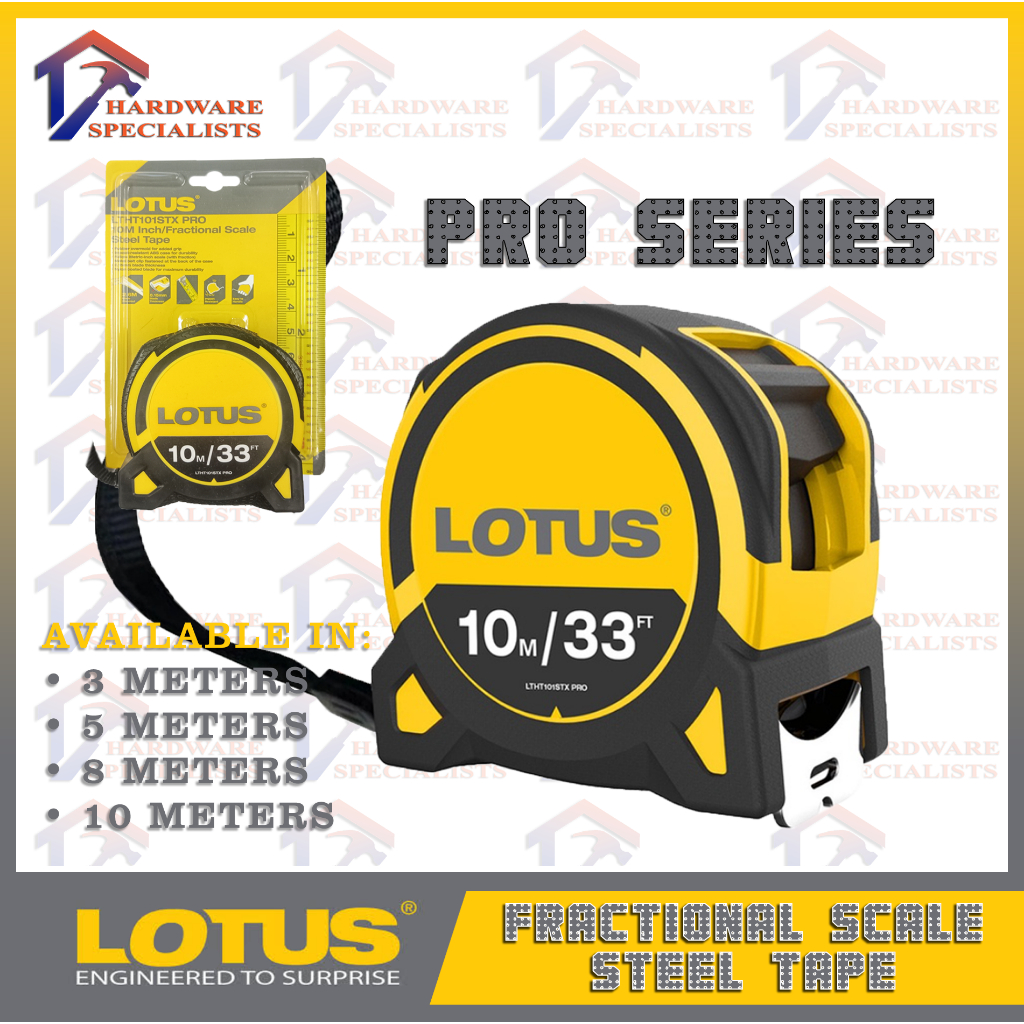 Lotus PRO Steel Tape Inch/Fractional Scale Available in 10M | 8M | 5M | 3M Authentic | Shopee ...