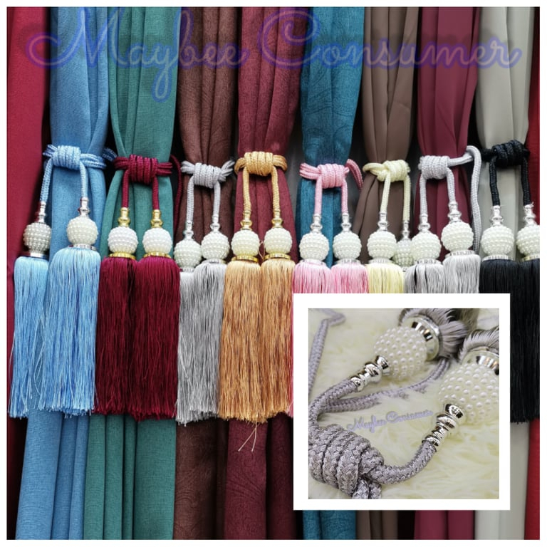 Pearl Elegant Curtain Double Tieback Tassel Window Curtain Accessories ...