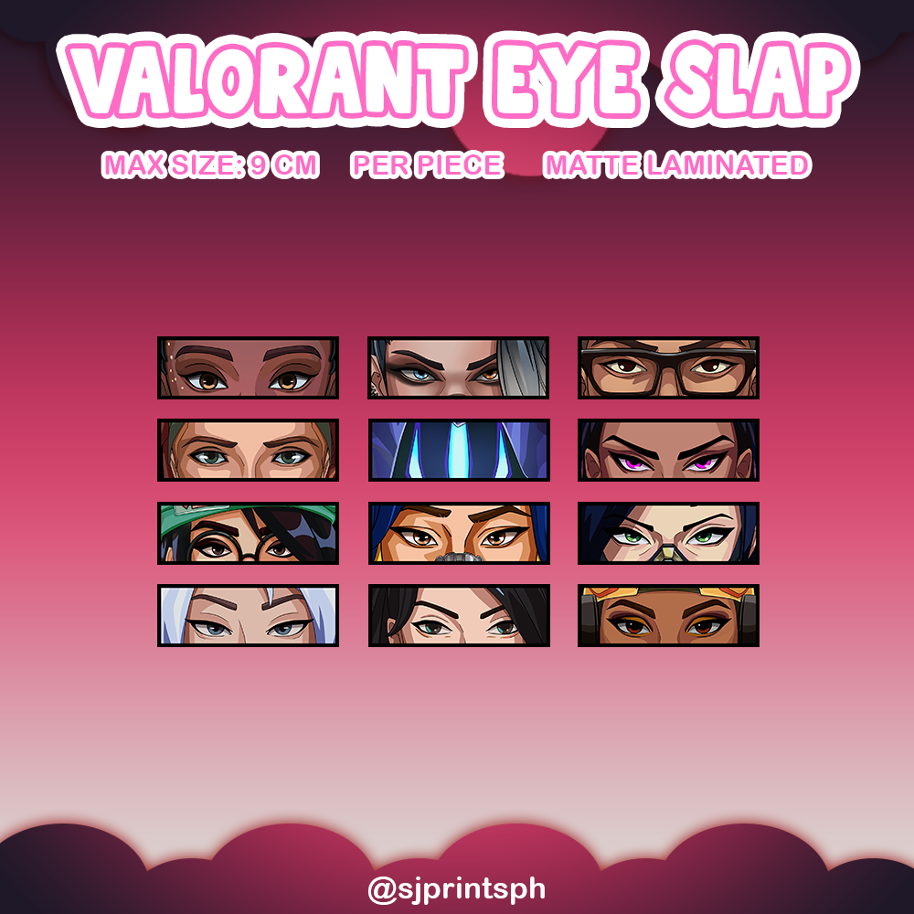 VALORANT AGENTS EYE SLAP | eyes sticker strip vinyl matte laminated ...