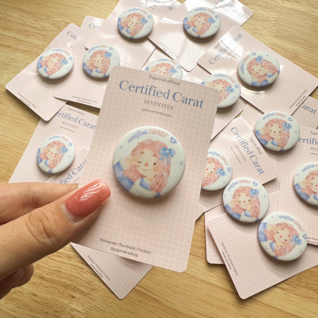 Certified Carat Button Pin, Seven Cute Teen Button Pin, Glitter Button ...