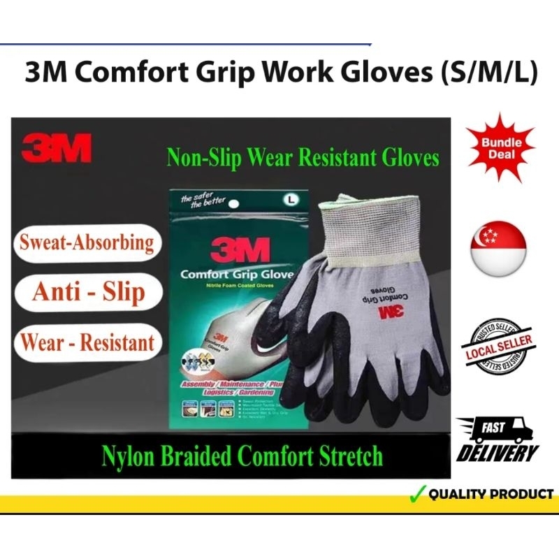3M Comfort Grip Gloves (S/M/L/XL) price as per pair, (CHOOSE J&T for ...