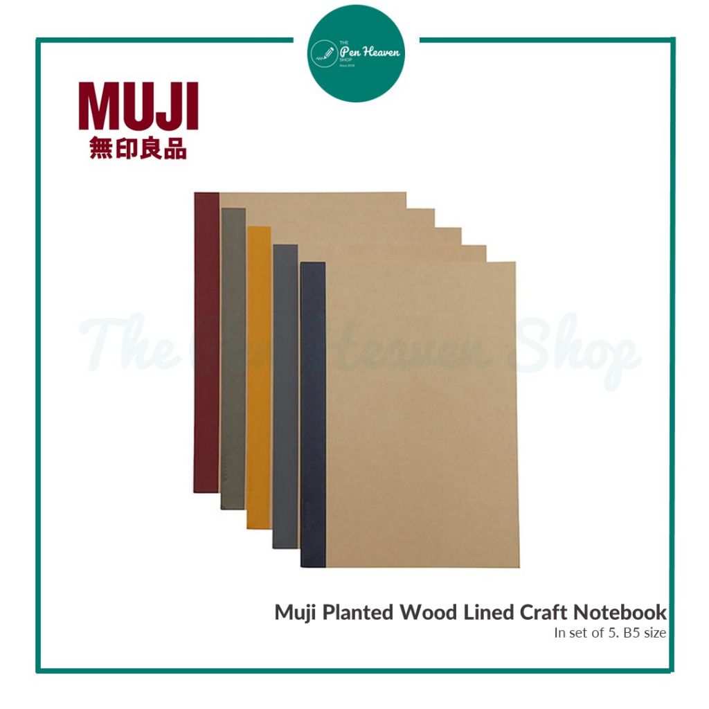 Muji Planted Wood B5 Lined Craft Notebook (Set of 5, Authentic) | Shopee Malaysia