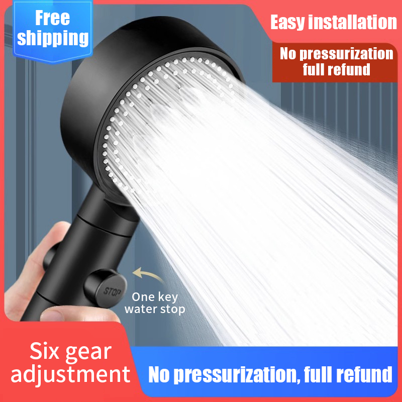 Handheld Shower Head Set 6 Speed Booster Shower with Hose Portable ...