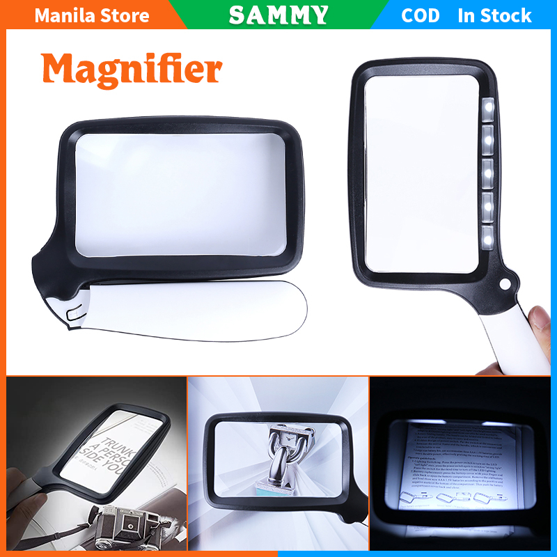 Square Handheld With Light Acrylic Magnifying Glass High-Definition ...