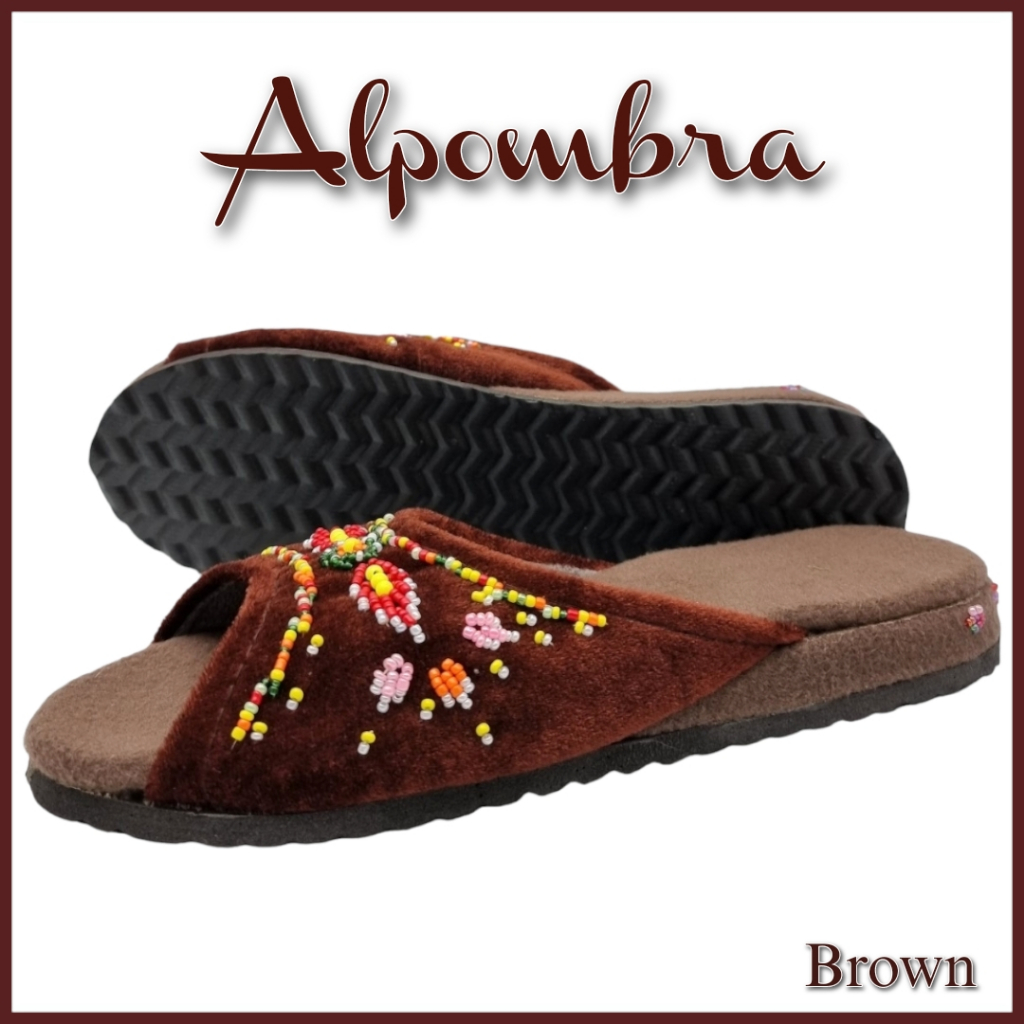 Alpombra ladies light-sole 'Open-Toe' hand crafted beaded indoor ...