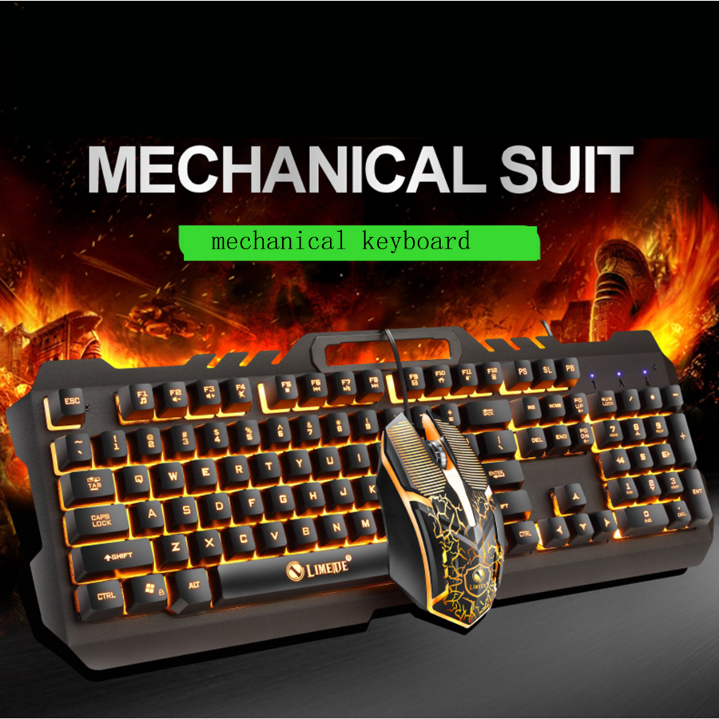 Gaming Keyboard and Mouse Mechanical USB Wired Gamer Keyboards Kit LED ...
