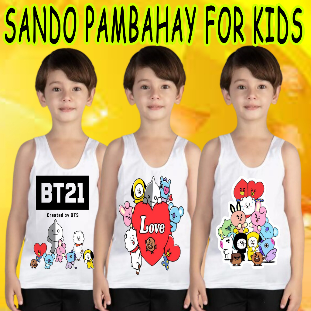 WHITE SANDO WITH BTS PRINT FOR KIDS BOYS WHITE CLOTHES ASSORTED RANDOM ...