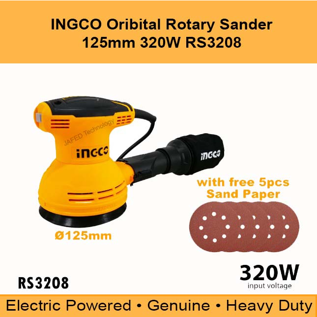Ingco RS3208 Orbital Rotary Electric Power Sander 320W 125mm | Heavy ...