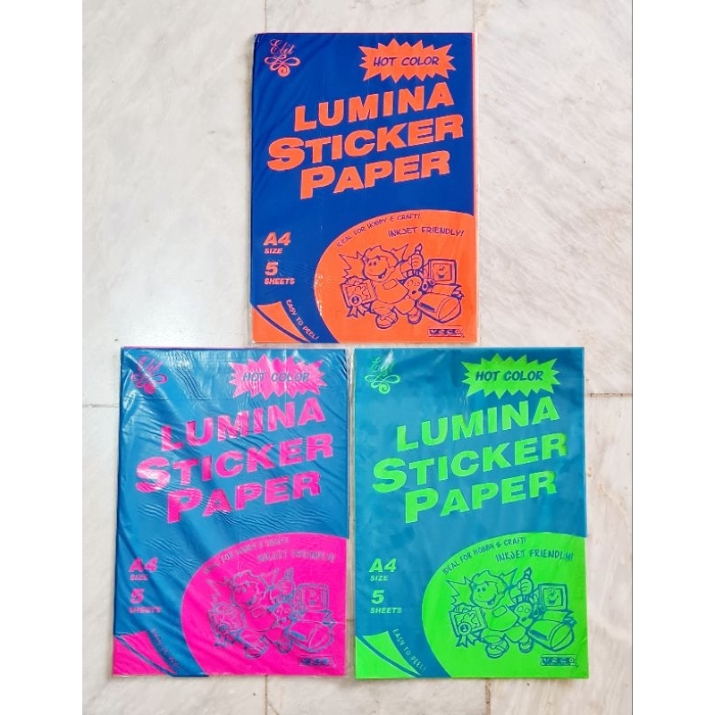 Lumina Sticker Paper Veco Elit Hot Color A4-Sized per Pack (5sheets ...