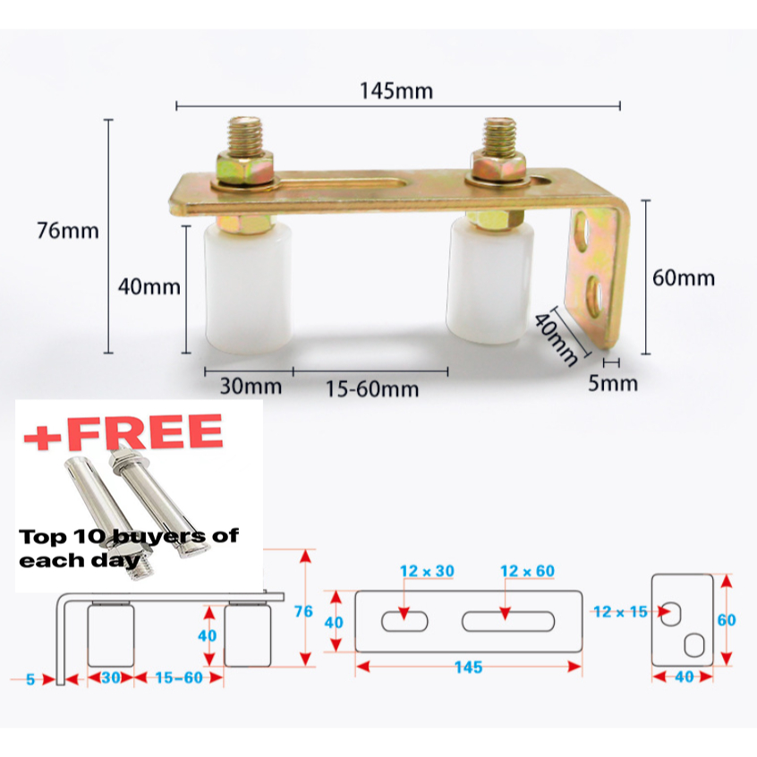 Sliding gate top guide nylon rollers with L bracket set upper nylon ...