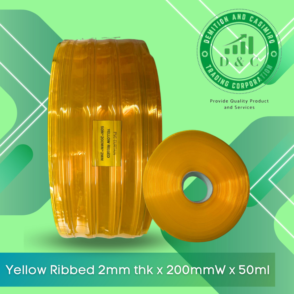 PVC Plastic Curtain - Yellow Ribbed 2mm thickness x 200mm Width x 50 ...